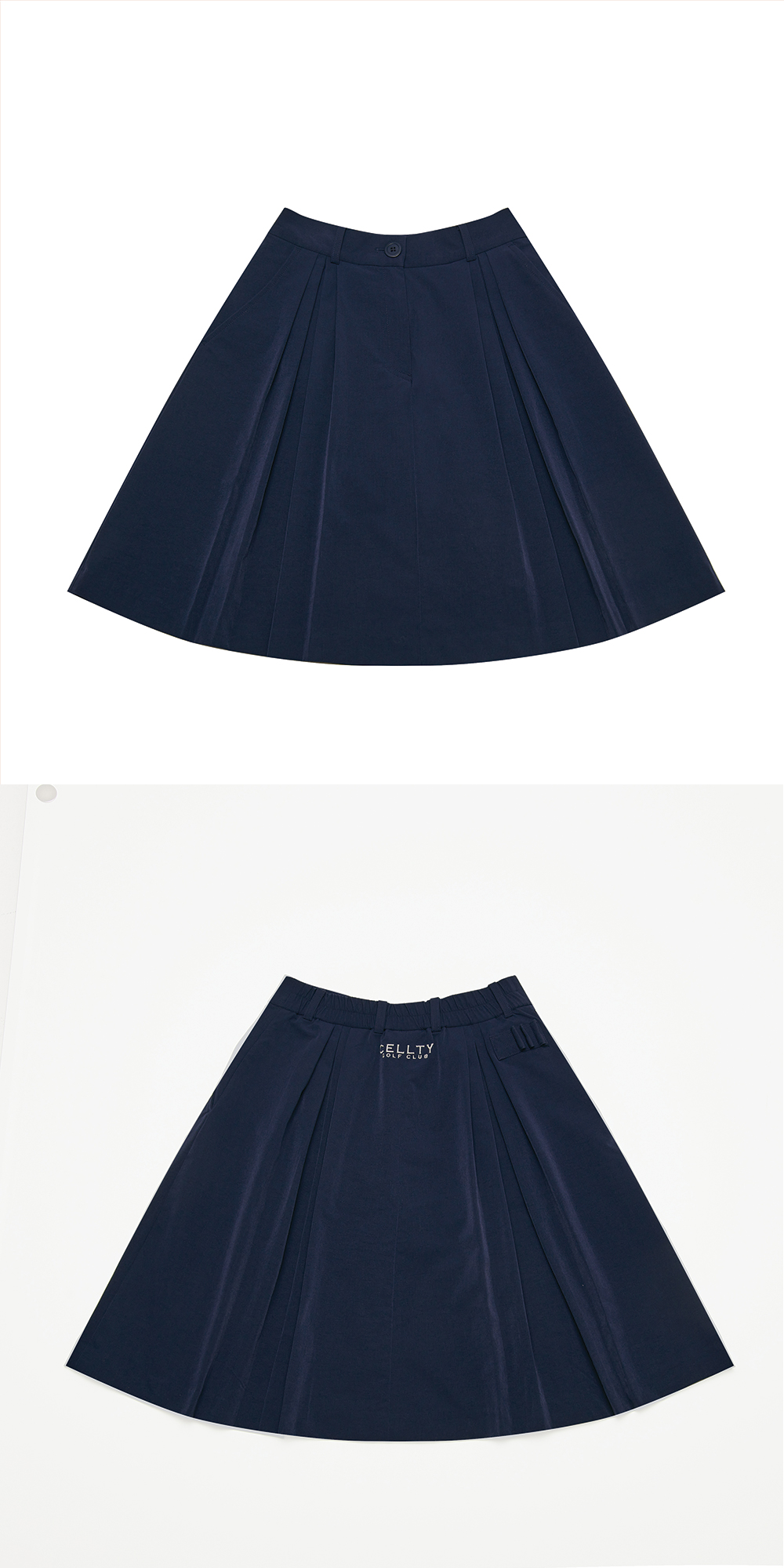 CELLTY(셀티) RUSTLING PLEATS BANDING MIDI SKIRT-NV | S.I.VILLAGE (에스아이빌리지)